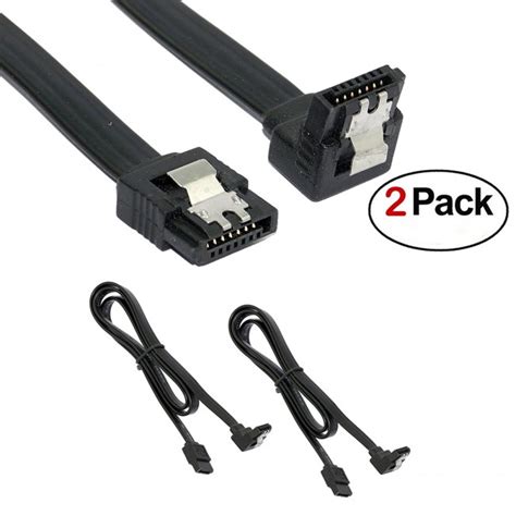 Storite SATA III SATA Cable Black Cm With Locking Latch Straight To Right Angle