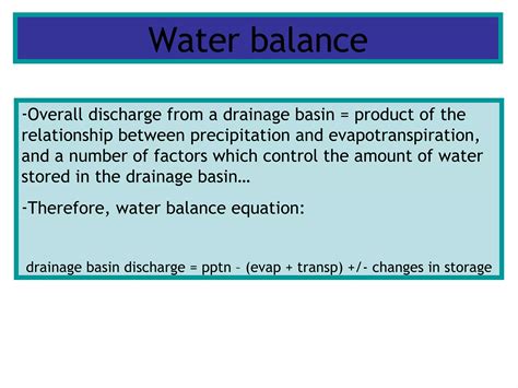 River Discharge Water Balance And Hydrographs Ppt