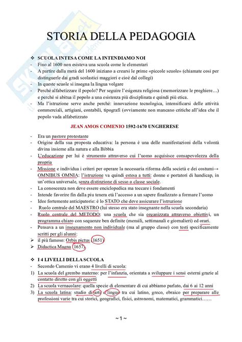 Storia Della Pedagogia Appunti