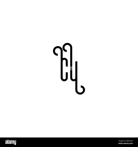 CU Simple Curved Concept Initial Logo Design Black And White Background Stock Vector Image Art
