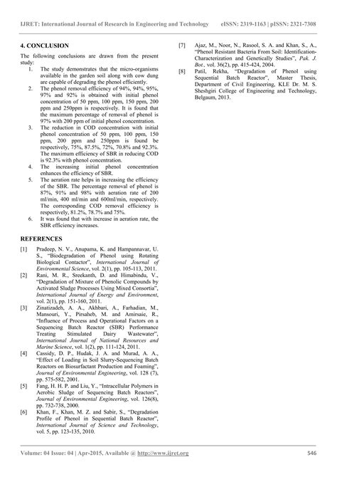 Degradation Of Phenol Using Sequential Batch Reactor Pdf