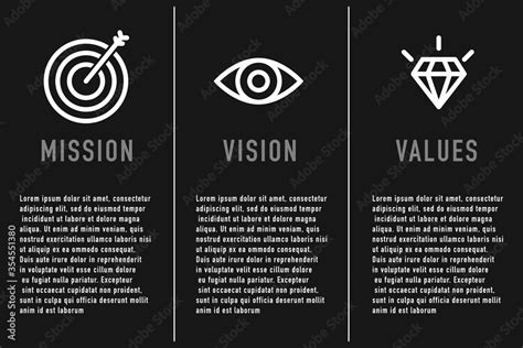 Mission And Vision Values Web Page Template Vector Stock Vector Adobe Stock