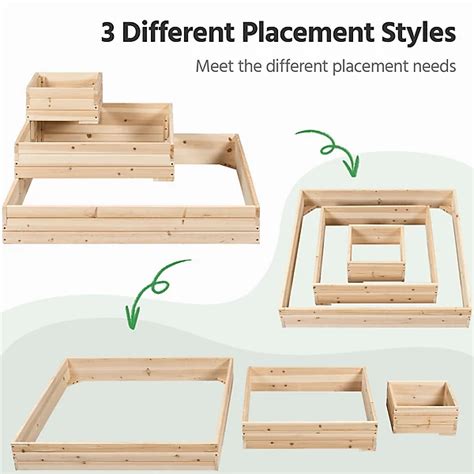 Yaheetech 3 Tier Fir Wood Raised Garden Bed Open Bottom Planter