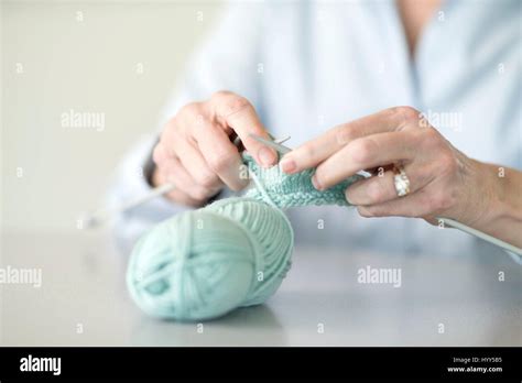Senior Woman Knitting Stock Photo Alamy