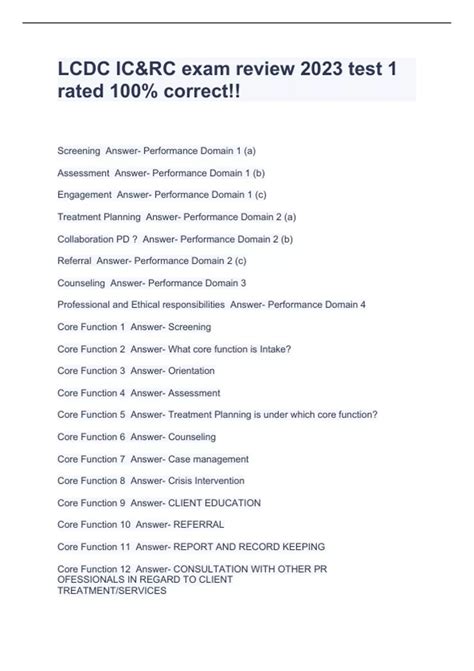 Lcdc Icandrc Exam Review 2023 Test 1 Rated 100 Correct Lcdc Stuvia Us