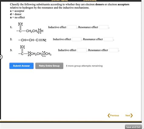Solved Classify The Following Substituents According To Whether They Are Electron Donors Or