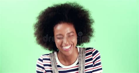 Green Screen Woman And Laughing For Comedy Humor And Funny Joke Or