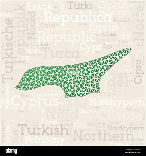 northern cyprus map design country names in different languages and map shape with geometric