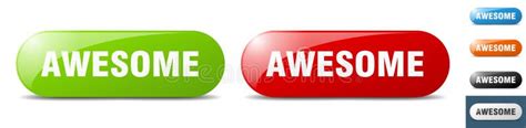 Awesome Button Awesome Square Isolated Push Button Stock Vector
