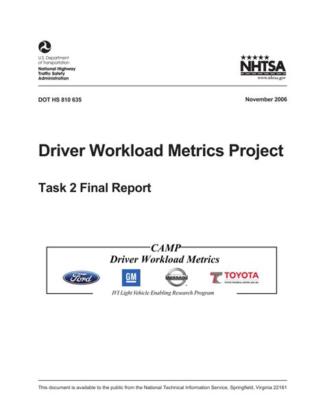 Pdf Driver Workload Metrics Task 2 Final Report