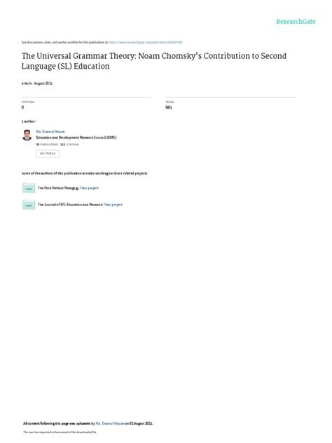 The Universal Grammar Theory Noam Chomskys Pdf