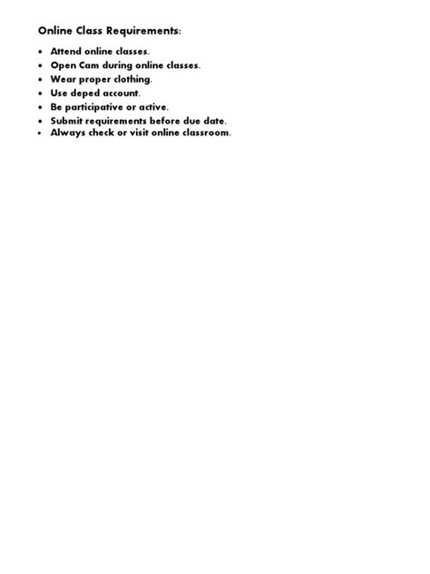 Online Class Requirements Pdf