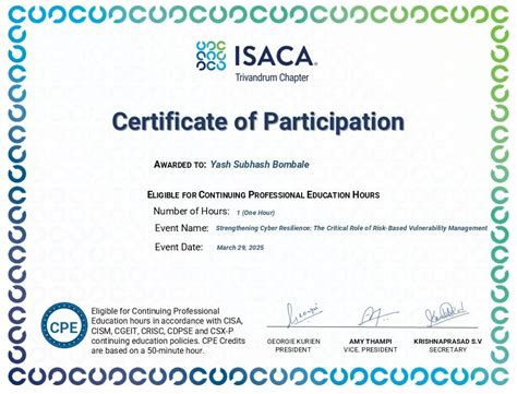 Cybersecurity Riskmanagement Professionaldevelopment Isaca Yash Bombale