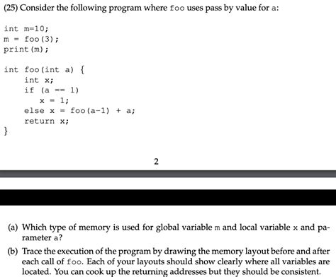 solved 25 consider the following program where foo uses