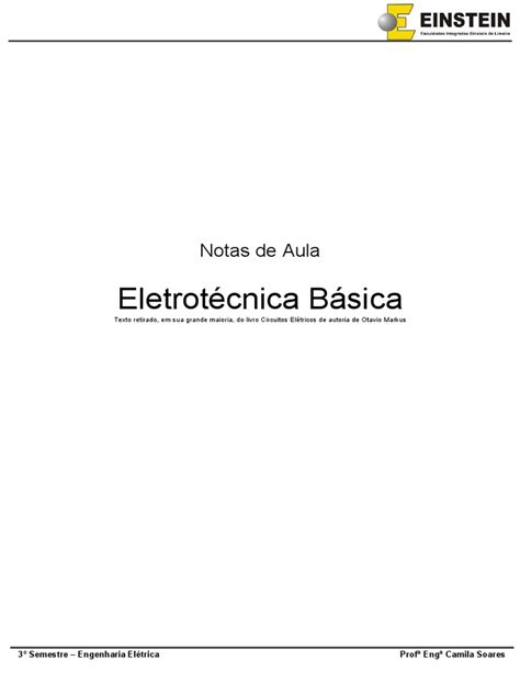 Notas De Aula Eletrotécnica Básica Pdf Rede Elétrica Energia