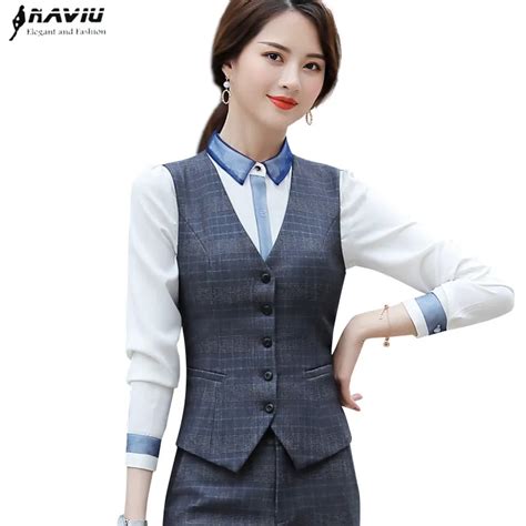 Spring New Plaid Vest Women Ol Fashion Formal V Neck Slim Vest Coat
