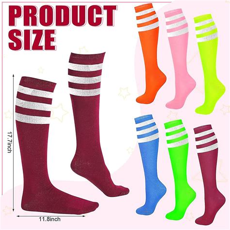 Unittype 6 Pairs Roller Skate Socks Knee Socks Skating Athletic Sport