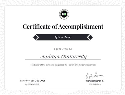 Just Earned My Java Basic And Python Basic Certifications From Hackerrank Aaditya Chaturvedy