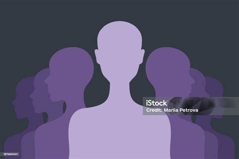 사람들의 실루엣 사회적 정체성 개성 또는 외로움 개념 벡터 일러스트 레이 션 개성 개념에 대한 스톡 벡터 아트 및 기타 이미지