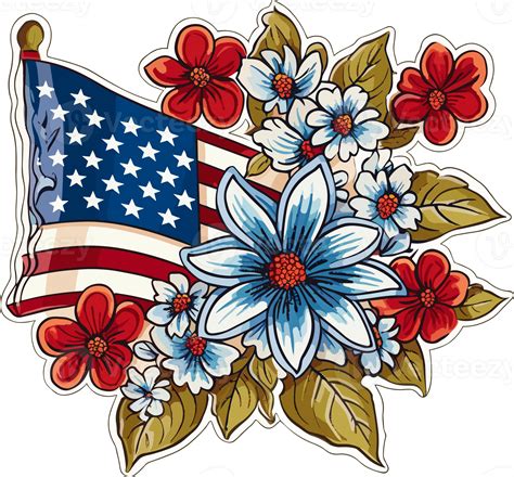 Floral American Flag Illustration 31425258 Png