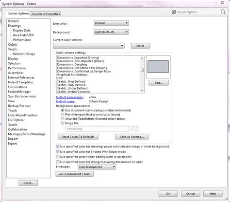 System Options Colors Solidworks Api Help