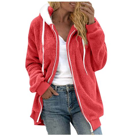 Xudanell Womens Zip Up Hoodies Oversized Fleece Long Sleeve