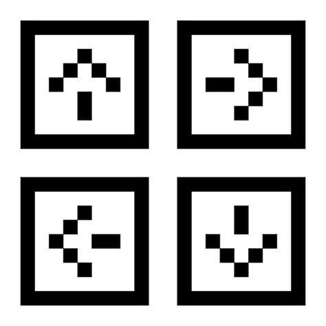 8비트 스타일의 픽셀화 된 화살표 아이콘 프리미엄 벡터