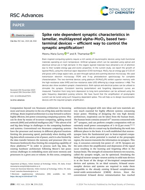 Pdf Spike Rate Dependent Synaptic Characteristics In Lamellar