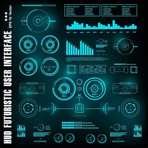 Premium Vector Hud Futuristic Blue User Interface Dashboard Display