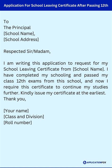 12 Samples Application For School Leaving Certificate