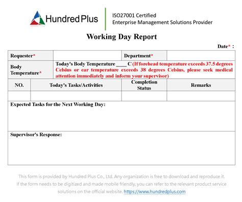 Example Form Working Day Report Eip Net