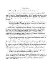 Graphing Activity Lab Report Sheet 1 Report Sheet 1 Why Is Graphing An Important Tool In The