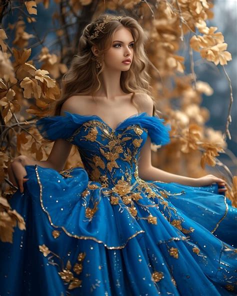 Premium Photo A Beautiful Young Woman In A Blue Dress Posing