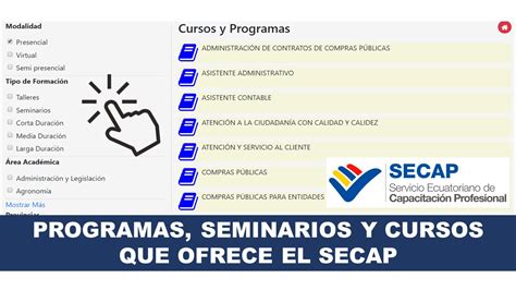 Programas Seminarios Y Cursos Que Ofrece El SECAP 2021
