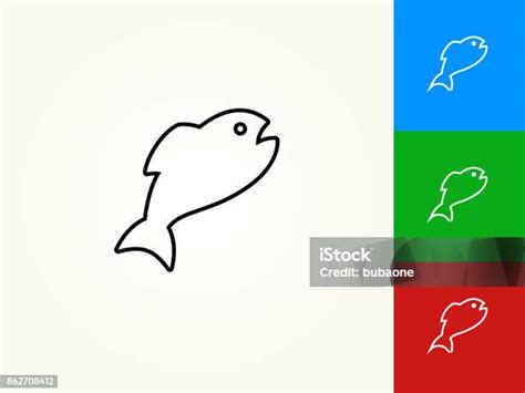 魚黑色描邊線性圖示向量圖形及更多單線圖片 單線 圖標集 圖示 Istock
