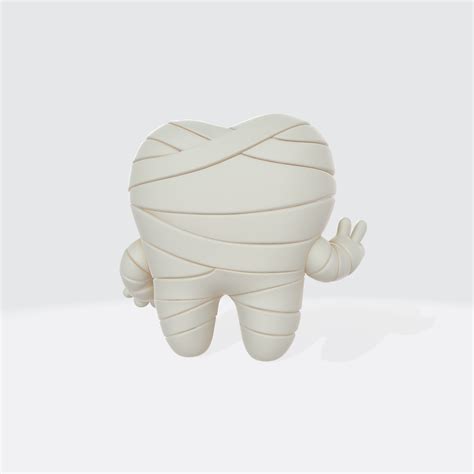 🦷 Cute Tooth Mummy Halloween Figurine 3d Printed Spooky Dental Decor Dentist Office