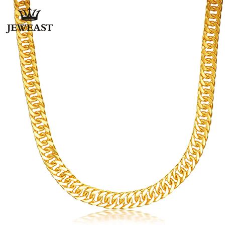Aliexpress Buy 24K Pure Gold Necklace Real AU 999 Solid Gold