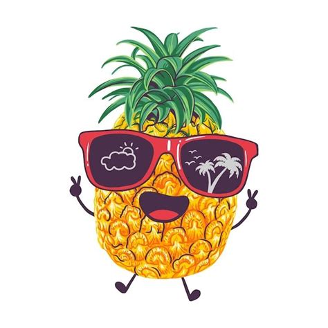 Tropical Vibes Smiling Pineapple With Sunglasses