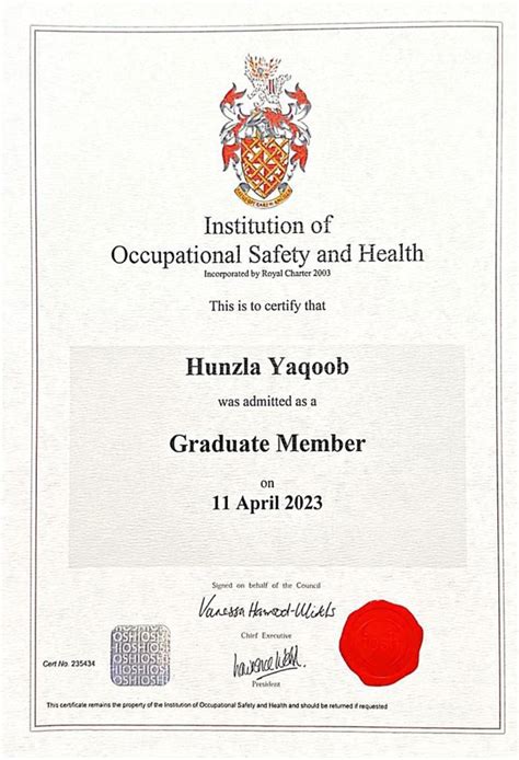 Hunzla Yaqoob Certiosh Idipnebosh Tsp® On Linkedin Iosh Iosh