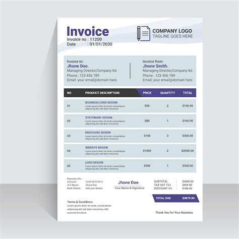 Premium Vector Corporate Business Invoice Template Design