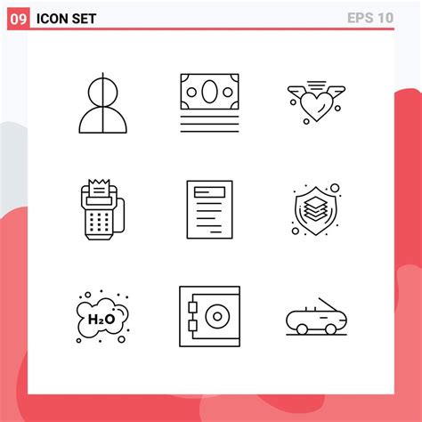 Pack De 9 Signes Et Symboles De Contours Modernes Pour Les Supports Dimpression Web Tels Que Le