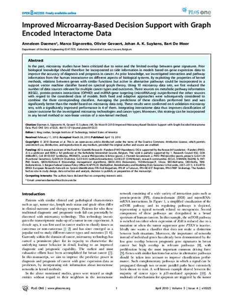 Pdf Improved Microarray Based Decision Support With Graph Encoded Interactome Data