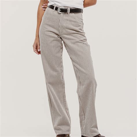 Ecru Hickory Stripe Nomad Pant Womens High Waisted Pants And Pandco A