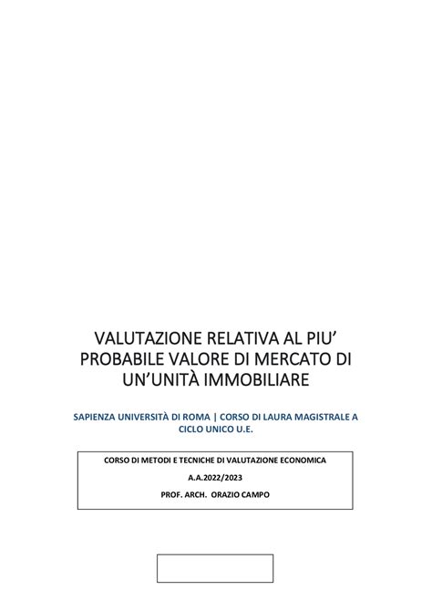 Tesina Esempio Per Esame Di Estimo Profcampo Schemi E Mappe