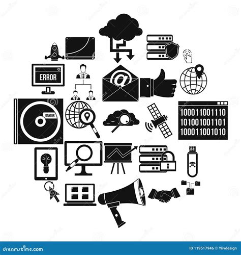 Shadow Internet Icons Set Simple Style Stock Vector Illustration Of Online Isolated