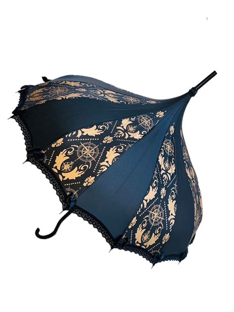 Hilarys Vanity Umbrella Copper Compass Damask â€‹this Beautiful Brown Umbrella Has A Brown