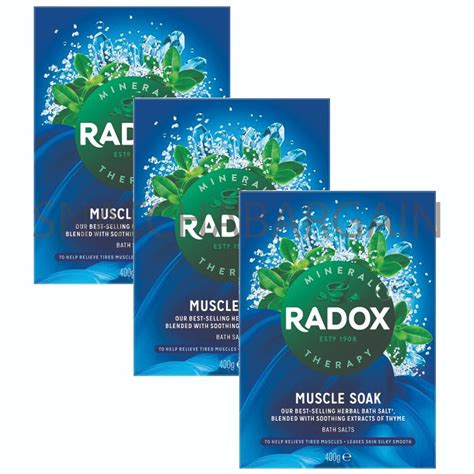 3 X Radox Muscle Soak Herbal Bath Salts 400g Thyme New Pack