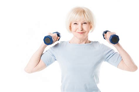 수석 Sportswoman 흰색 절연 아령과 훈련 노인에 대한 스톡 사진 및 기타 이미지 노인 덤벨 모션 Istock