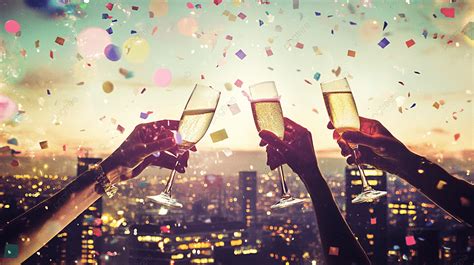 인생의 순간을 축하하는 샴페인과 색종이 조각으로 건배하는 친구들 친구들 샴페인 축하 배경 일러스트 및 사진 무료 다운로드 Pngtree