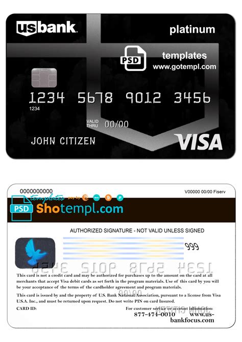 Usa Us Bank Visa Card Fake Template In Psd Format Fully Editable